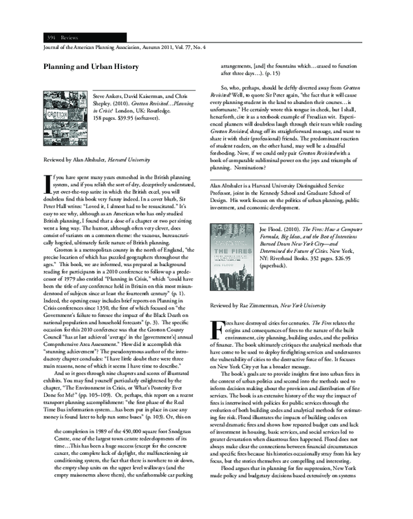 (PDF) A Review of “Grotton Revisited…Planning in Crisis?”