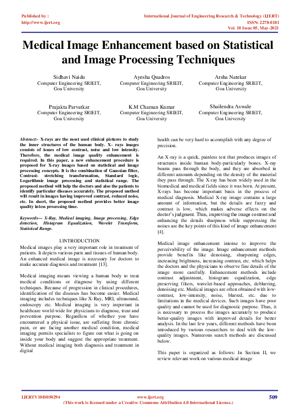 (PDF) Medical Image Enhancement based on Statistical and Image ...