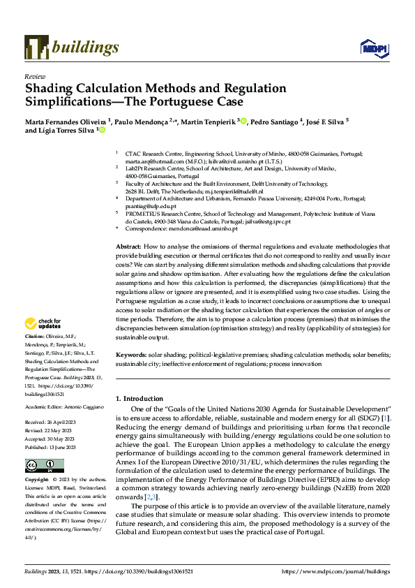(PDF) Shading Calculation Methods and Regulation Simplifications—The Portuguese Case