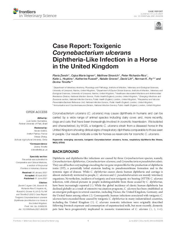 (PDF) Case Report: Toxigenic Corynebacterium ulcerans Diphtheria-Like ...