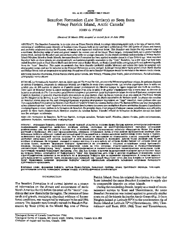 (PDF) Beaufort Formation (Late Tertiary) as Seen form Prince Patrick ...