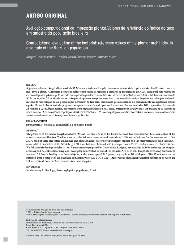 (PDF) Computational evaluation of the footprint: reference values of ...