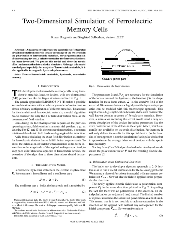 (PDF) Two-dimensional simulation of ferroelectric memory cells