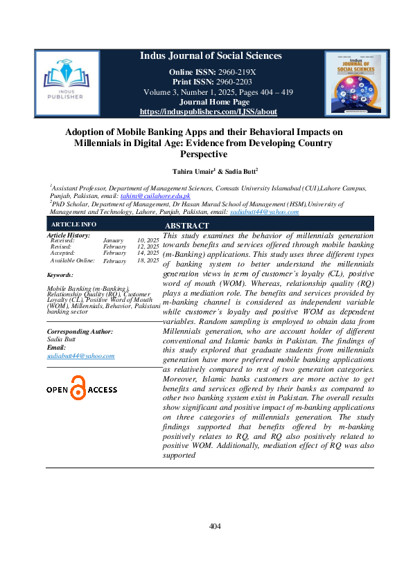 (PDF) Adoption of Mobile Banking Apps and their Behavioral Impacts on Millennials in Digital Age ...