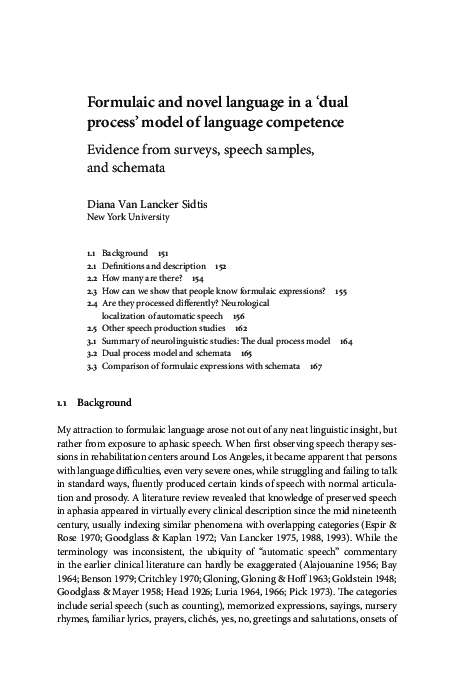 (PDF) Formulaic and novel language in a 'dual process' model of ...