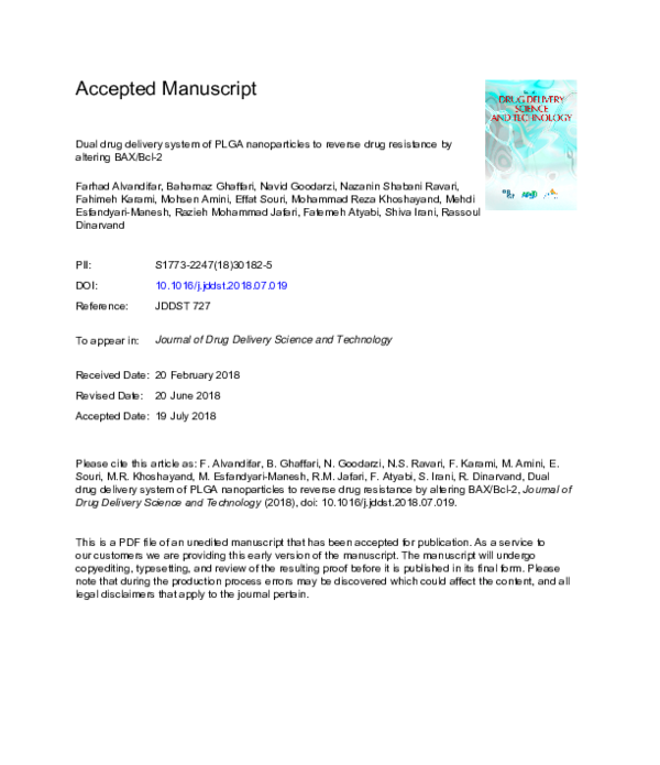 (PDF) Dual drug delivery system of PLGA nanoparticles to reverse drug ...
