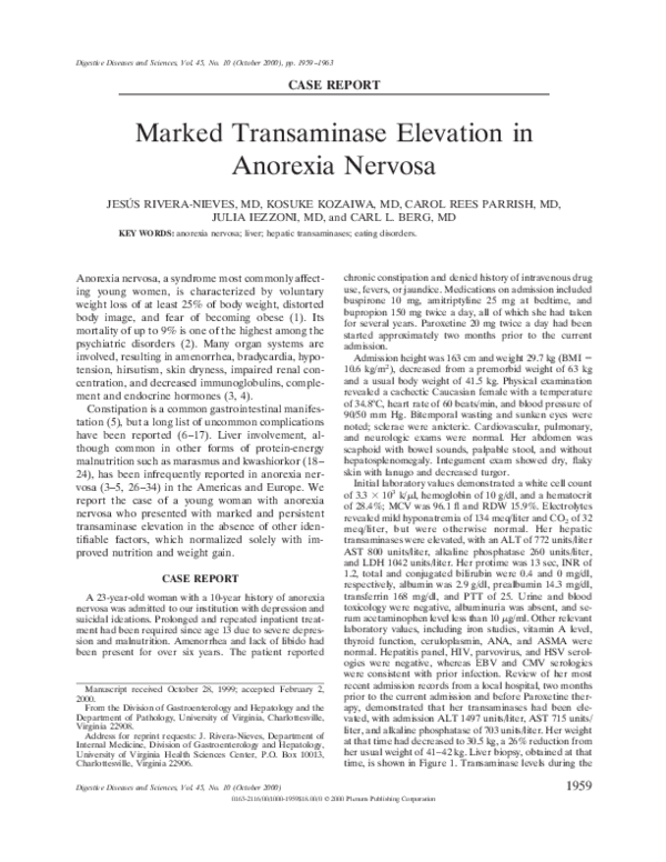 (PDF) CASE REPORT: Marked Transaminase Elevation in Anorexia Nervosa