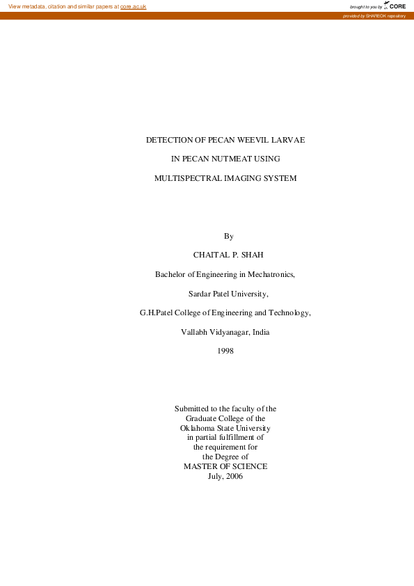 (PDF) Detection of Pecan Weevil Larvae in Pecan Nutmeat using ...