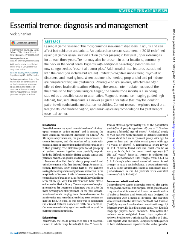(PDF) Essential tremor: diagnosis and management