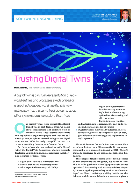 (PDF) Trusting Digital Twins