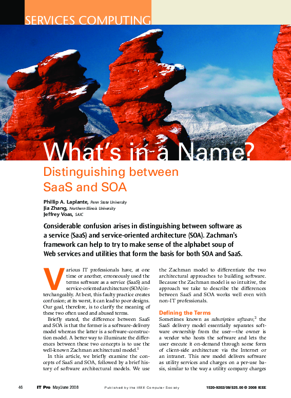 (PDF) What's in a Name? Distinguishing between SaaS and SOA