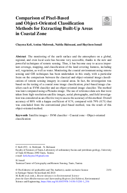 (PDF) Comparison of Pixel-Based and Object-Oriented Classification Methods for Extracting Built ...