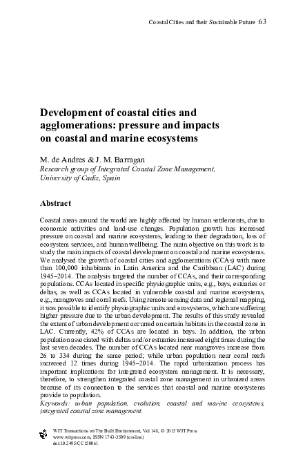 (PDF) Development of coastal cities and agglomerations: pressure and ...