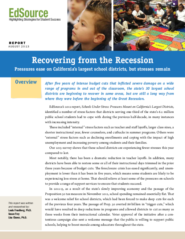 (PDF) Recovering from the Recession: Pressures Ease on California's ...