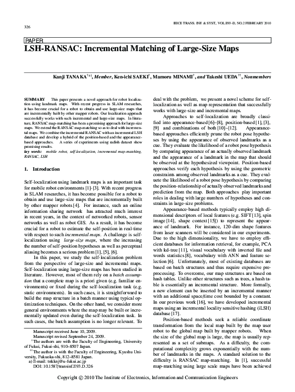 (PDF) LSH-RANSAC: Incremental Matching of Large-Size Maps