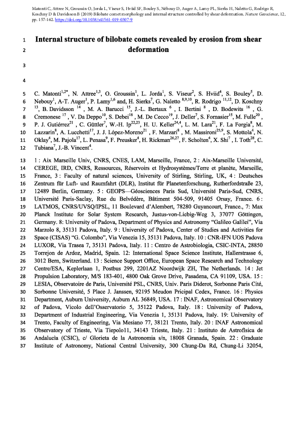 (PDF) Bilobate comet morphology and internal structure controlled by shear deformation