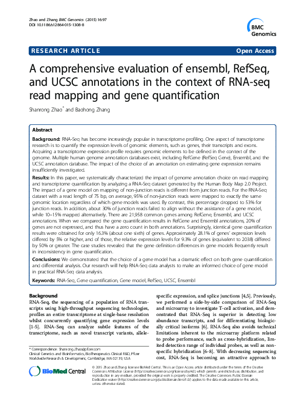 (PDF) A comprehensive evaluation of ensembl, RefSeq, and UCSC ...