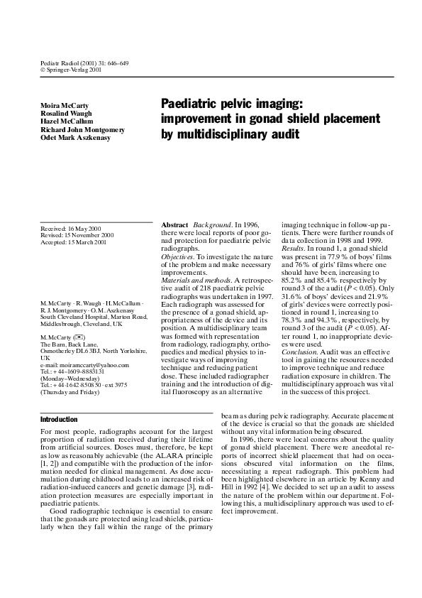 (PDF) Paediatric pelvic imaging: improvement in gonad shield placement ...