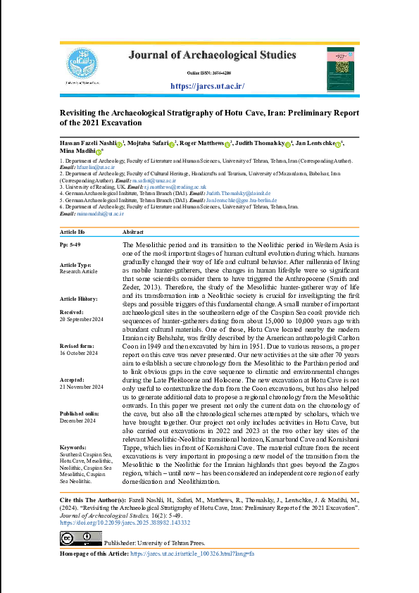 (PDF) Revisiting the Archaeological Stratigraphy of Hotu Cave, Iran ...