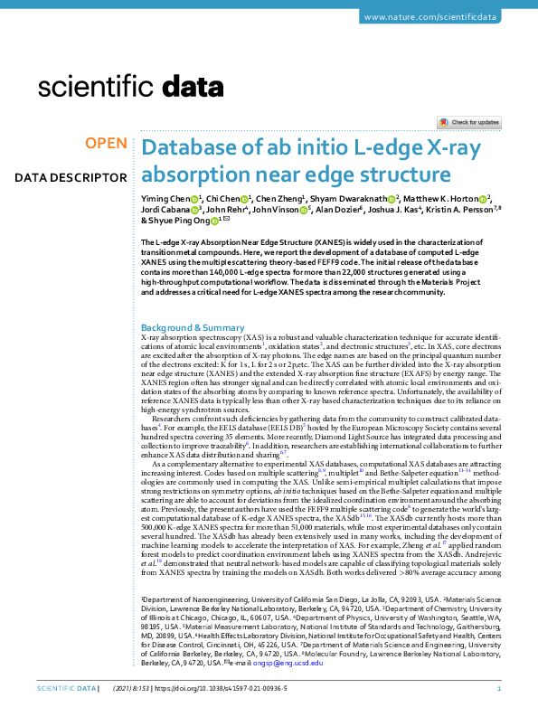 (PDF) Database of ab initio L-edge X-ray absorption near edge structure