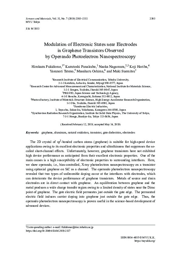 (PDF) Pinpoint operando analysis of the electronic states of a graphene ...