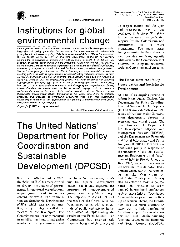 (PDF) The United Nations' department for policy coordination and ...
