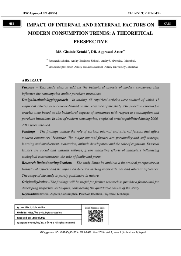 (PDF) IMPACT OF INTERNAL AND EXTERNAL FACTORS ON MODERN CONSUMPTION ...