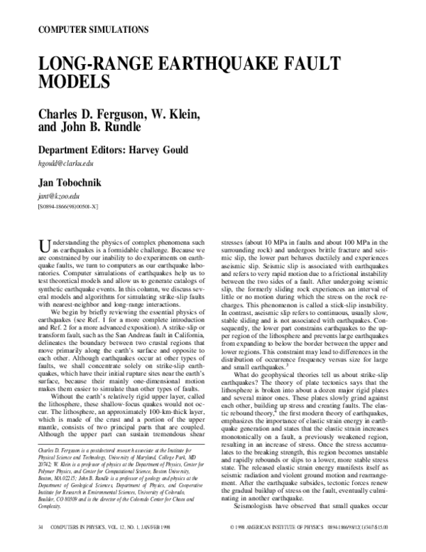 (PDF) Long-range earthquake fault models