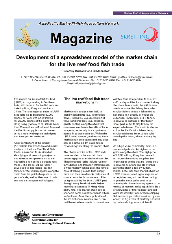 (PDF) Magazine Magazine Development of a spreadsheet model of the ...
