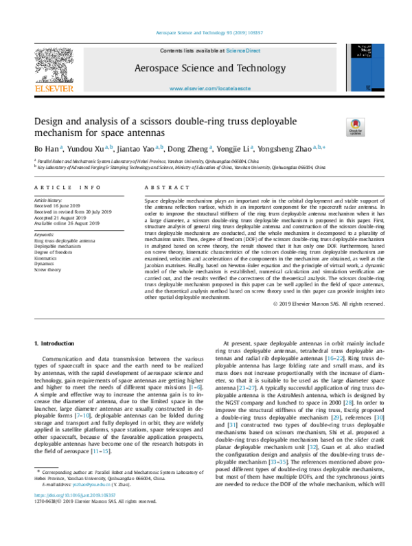 (PDF) Design and analysis of a scissors double-ring truss deployable ...