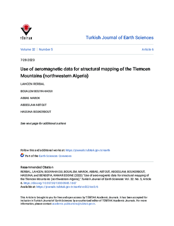 (PDF) Use of aeromagnetic data for structural mapping of the Tlemcen Mountains (northwestern ...