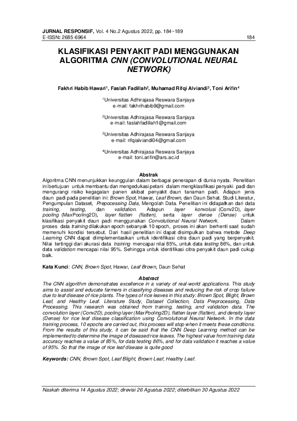 (PDF) Klasifikasi Penyakit Tanaman Padi Menggunakan Algoritma CNN ...