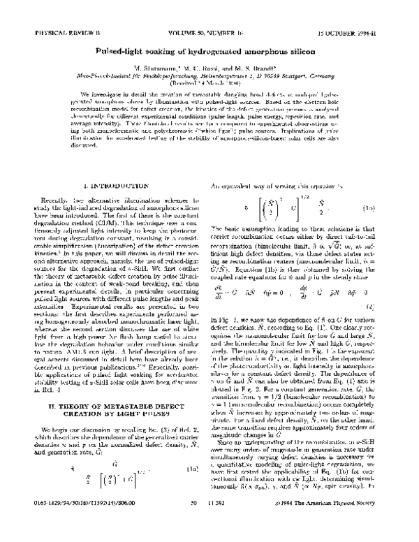 (PDF) Pulsed-light soaking of hydrogenated amorphous silicon