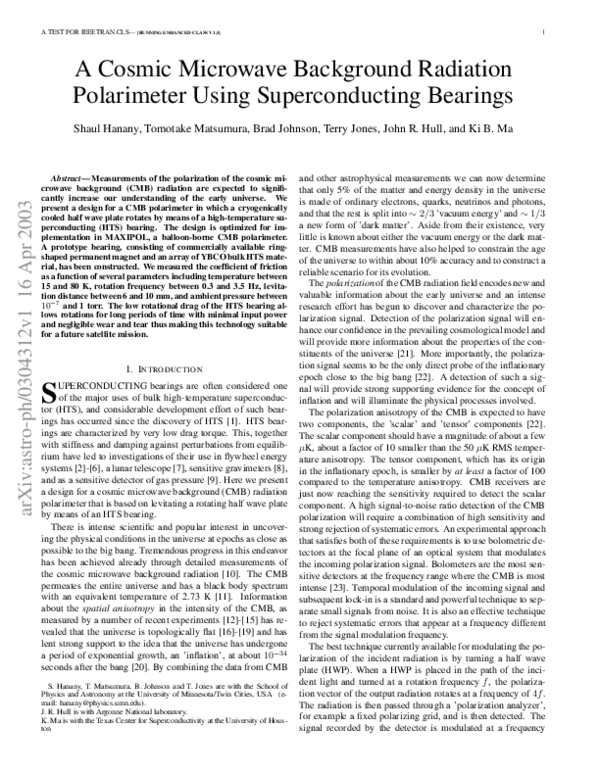 (PDF) A cosmic microwave background radiation polarimeter using ...