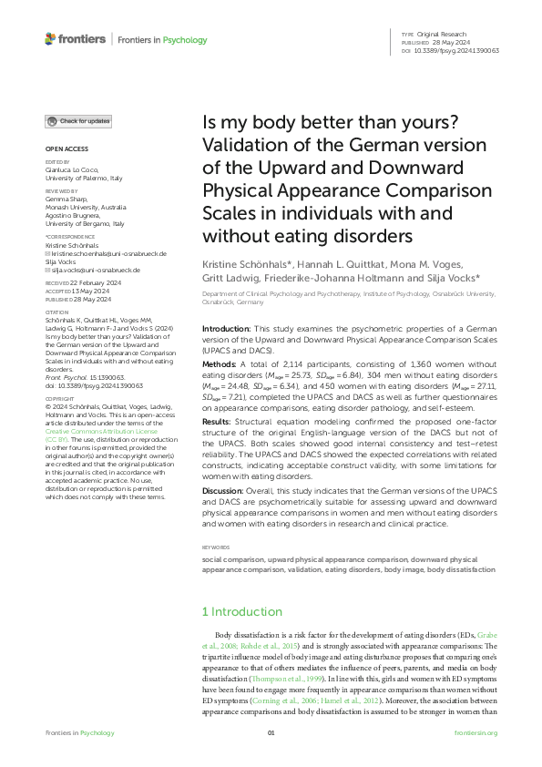 (PDF) Is my body better than yours? Validation of the German version of ...