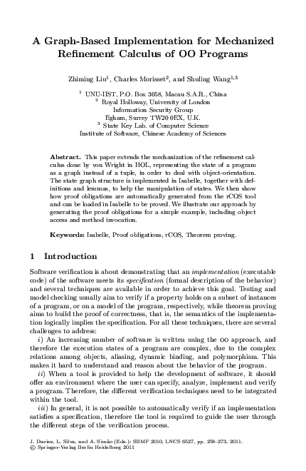 (PDF) A Graph-Based Implementation for Mechanized Refinement Calculus of OO Programs