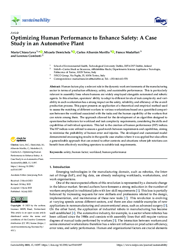 (PDF) Optimizing Human Performance to Enhance Safety: A Case Study in ...