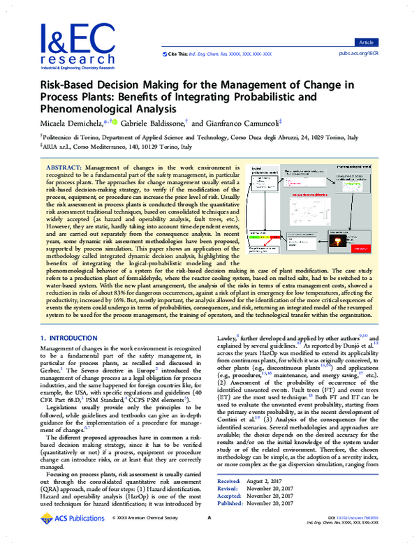 (PDF) Risk-Based Decision Making for the Management of Change in ...