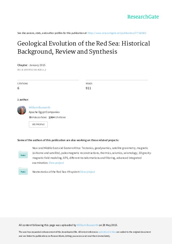(PDF) Geological Evolution of the Red Sea: Historical Background ...