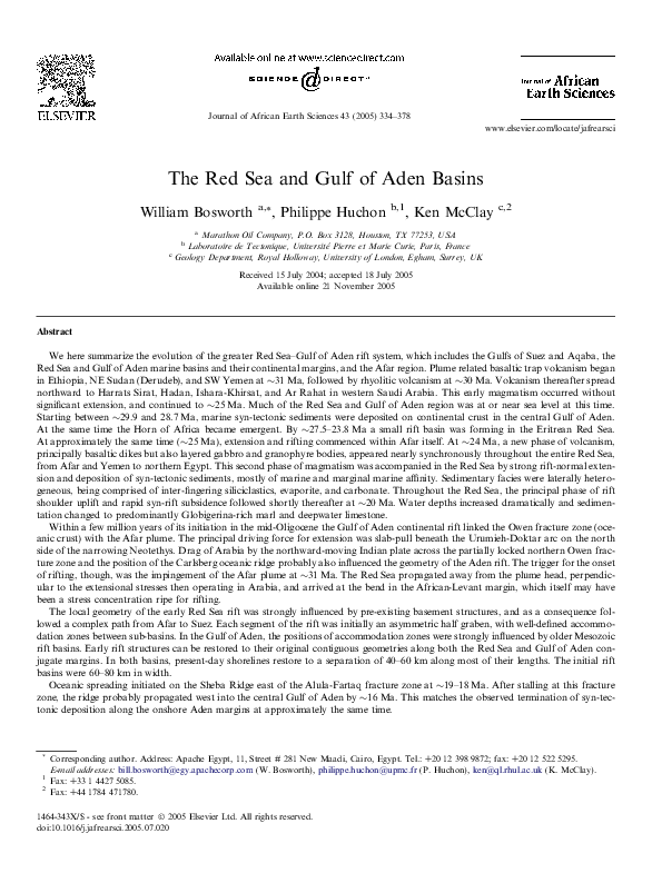 (PDF) The Red Sea and Gulf of Aden Basins