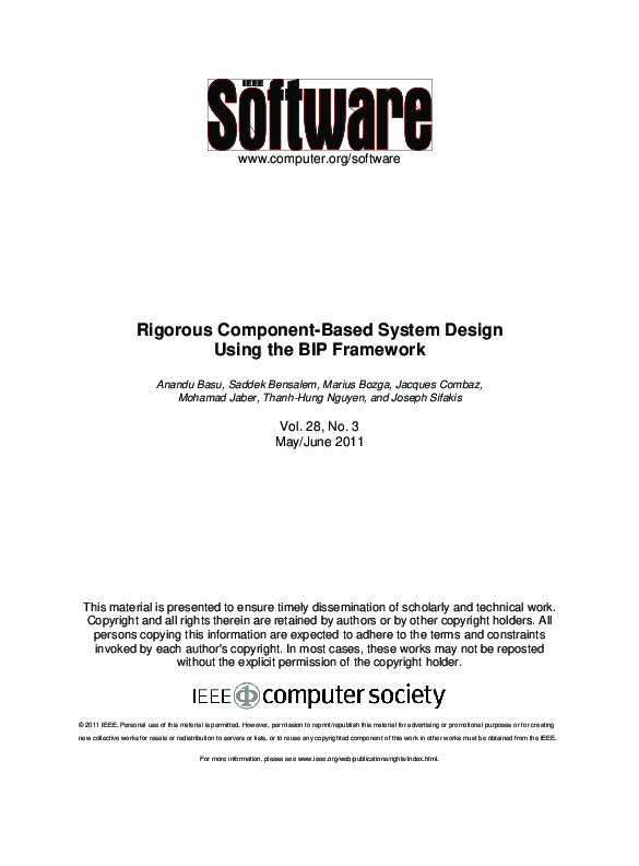 (PDF) Rigorous Component-Based System Design Using the BIP Framework