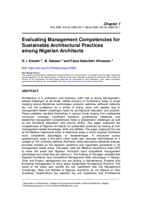 (PDF) Evaluating Management Competencies for Sustainable Architectural ...