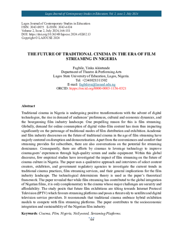 (PDF) THE FUTURE OF TRADITIONAL CINEMA IN THE ERA OF FILM STREAMING IN ...