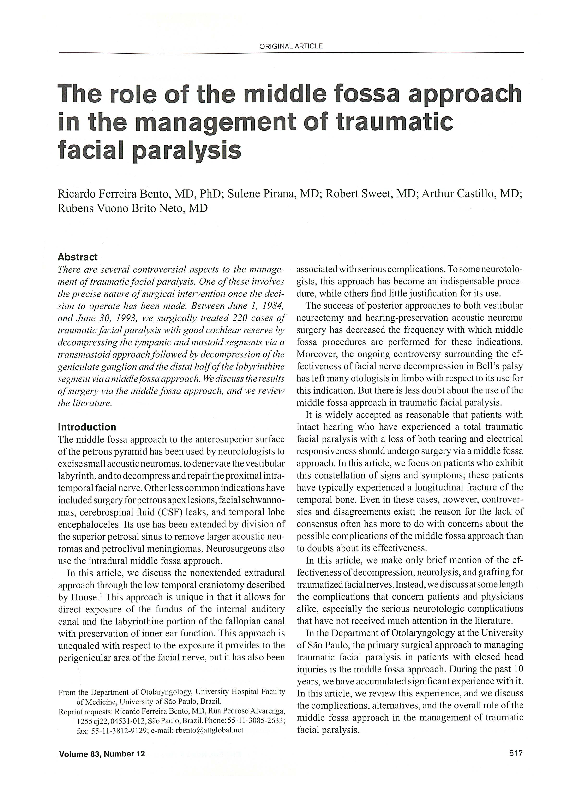 (PDF) The Role of the Middle Fossa approach in the Management of ...