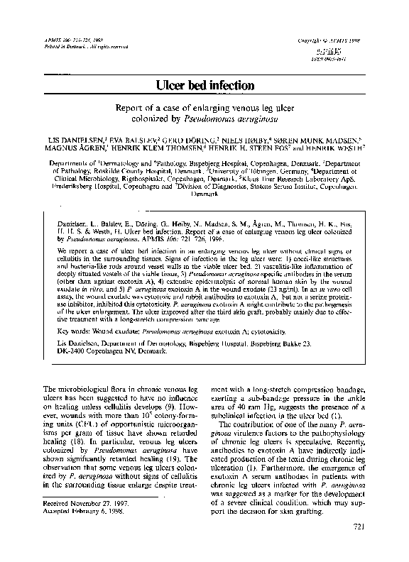 (PDF) Ulcer bed infection. Report of a case of enlarging venous leg ...