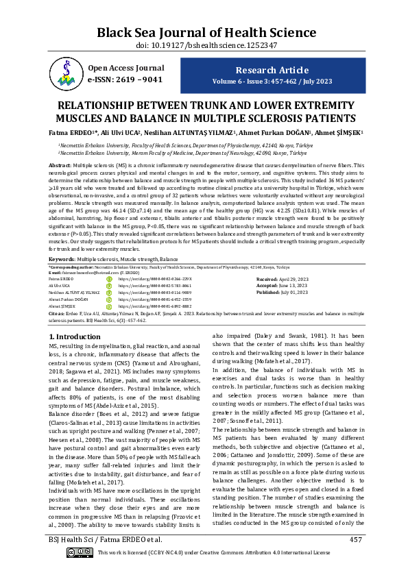 (PDF) Relationship Between Trunk and Lower Extremity Muscles and ...