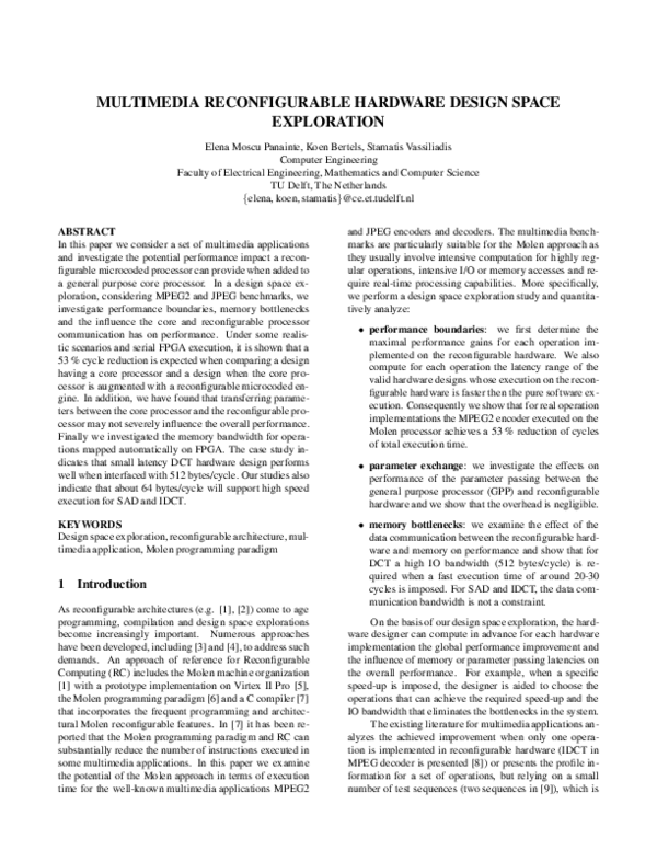 Pdf Multimedia Reconfigurable Hardware Design Space Exploration