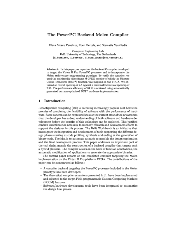 (PDF) The PowerPC Backend Molen Compiler
