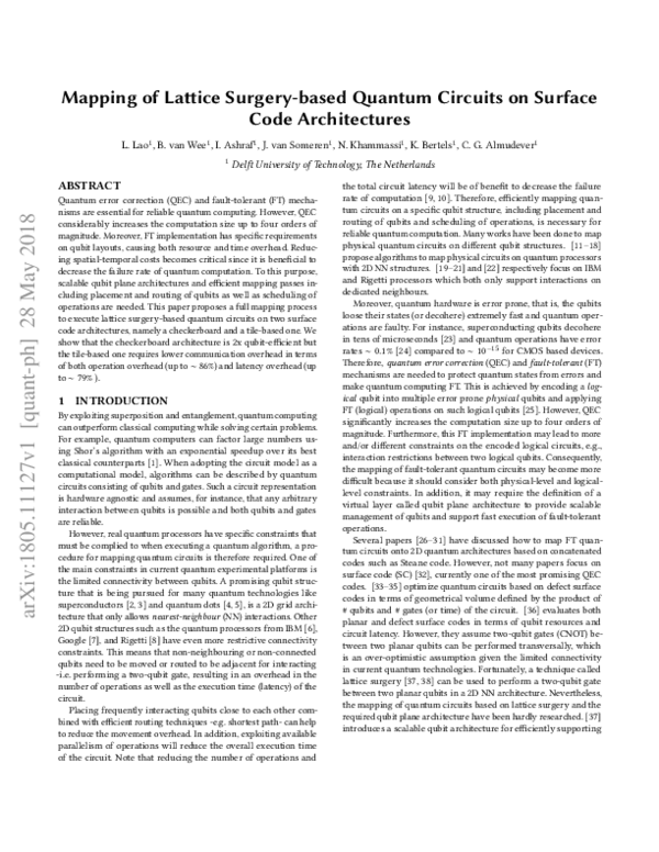 (PDF) Mapping of lattice surgery-based quantum circuits on surface code architectures
