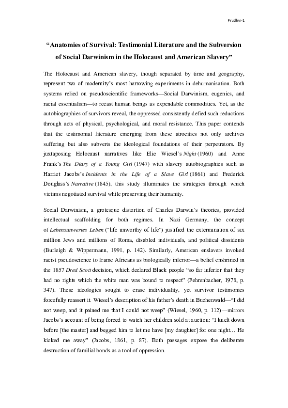 (PDF) “Anatomies of Survival: Testimonial Literature and the Subversion ...